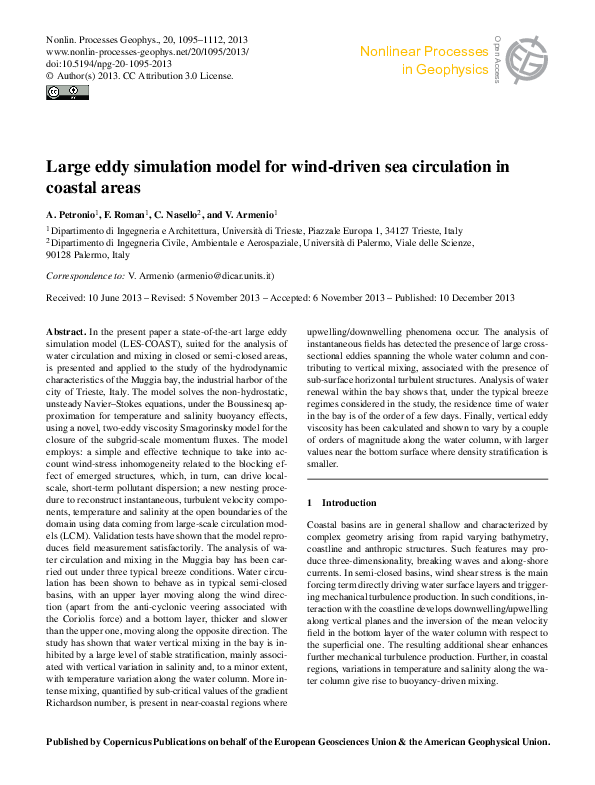 (PDF) Large eddy simulation model for wind-driven sea circulation in ...