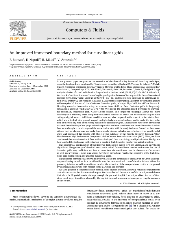 (PDF) An improved immersed boundary method for curvilinear grids