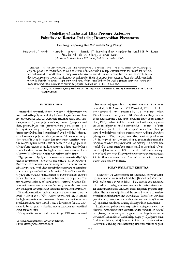 (PDF) Modeling of industrial high pressure autoclave polyethylene ...