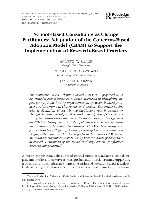 (PDF) School-Based Consultants as Change Facilitators: Adaptation of ...
