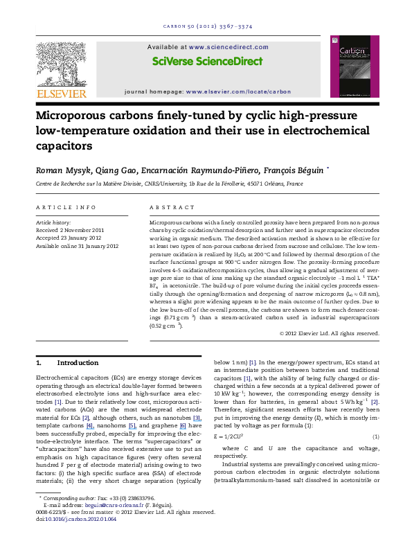 (PDF) Microporous carbons finely-tuned by cyclic high-pressure low-temperature oxidation and ...