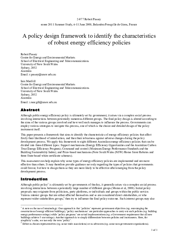 (PDF) A policy design framework to identify the characteristics of ...