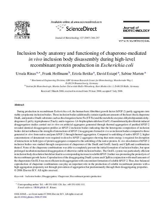 (PDF) Inclusion body anatomy and functioning of chaperone-mediated in ...