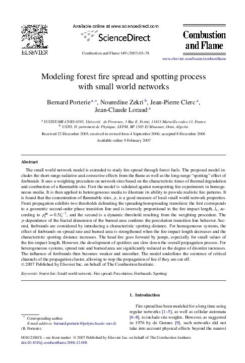 Pdf Modeling Forest Fire Spread And Spotting Process With Small World