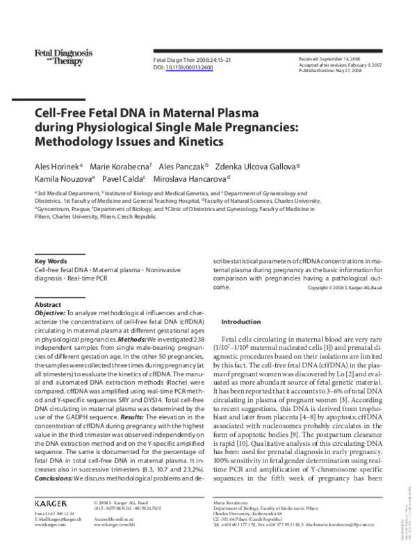 (PDF) Cell-Free Fetal DNA in Maternal Plasma during Physiological ...