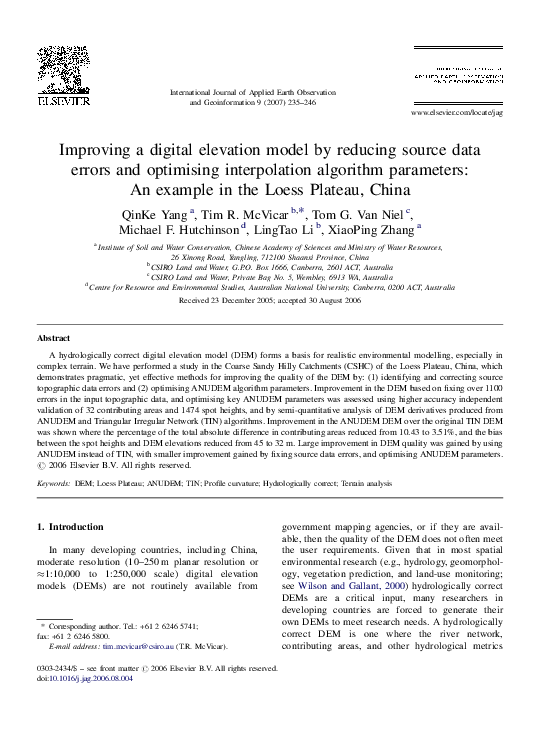 Pdf Improving A Digital Elevation Model By Reducing Source Data Errors And Optimising