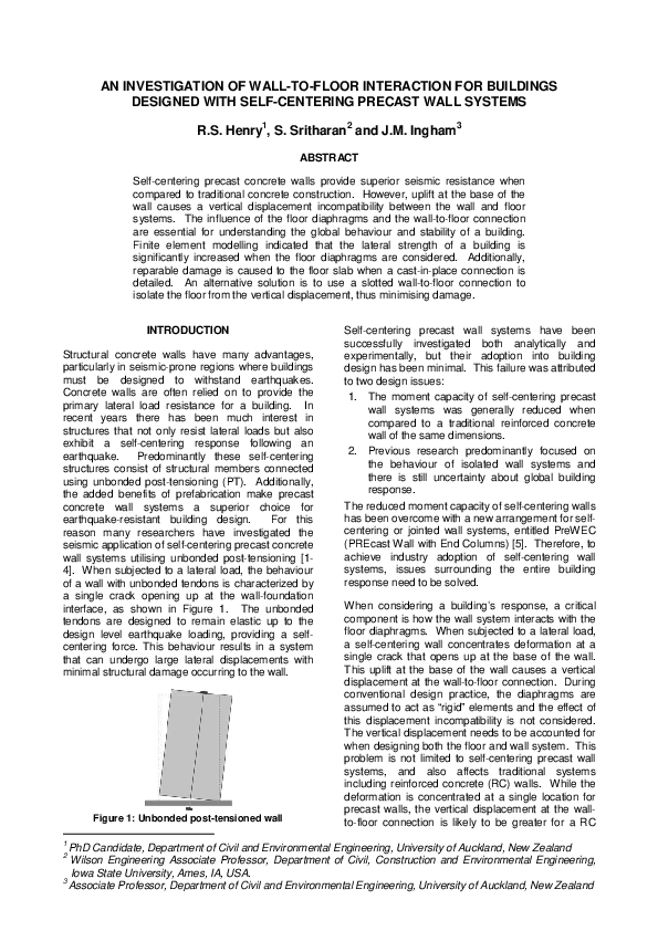 (PDF) An investigation of wall-to-floor interaction for buildings ...