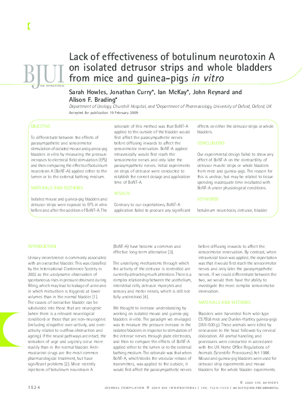 (PDF) Lack of effectiveness of botulinum neurotoxin A on isolated ...