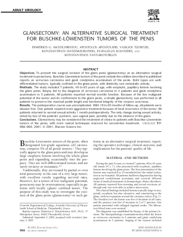(PDF) Glansectomy: an alternative surgical treatment for Buschke ...
