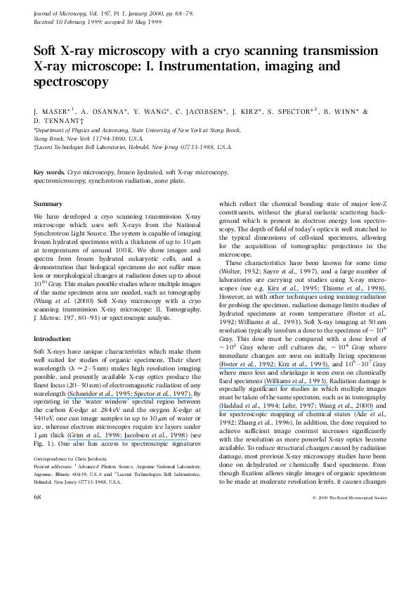 (PDF) Cryo Soft X-ray Tomography of Eukaryotic Cells