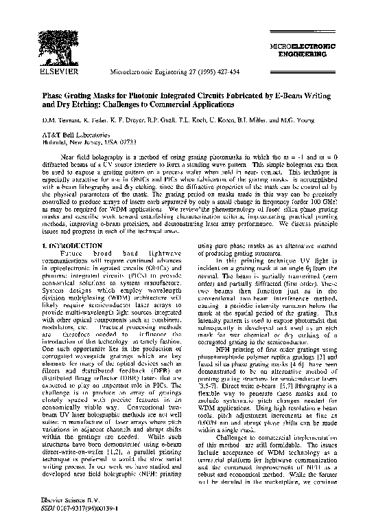 (PDF) Phase grating masks for photonic integrated circuits fabricated ...