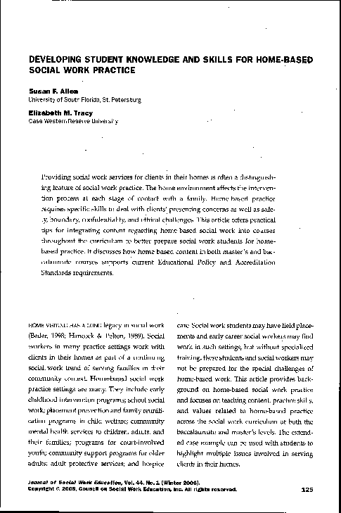 (PDF) DEVELOPING STUDENT KNOWLEDGE AND SKILLS FOR HOME-BASED SOCIAL ...