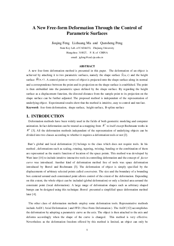 (PDF) A new free-form deformation through the control of parametric ...