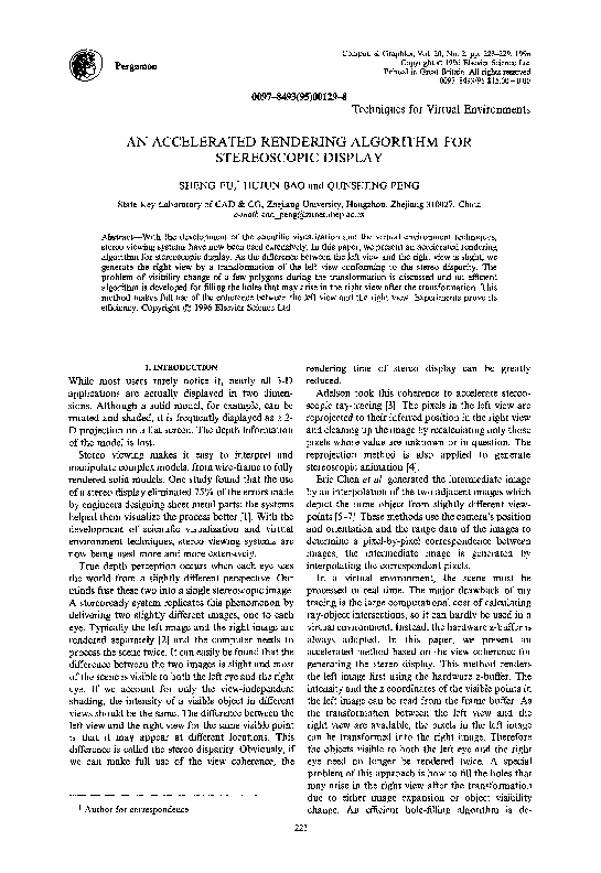 (PDF) An accelerated rendering algorithm for stereoscopic display