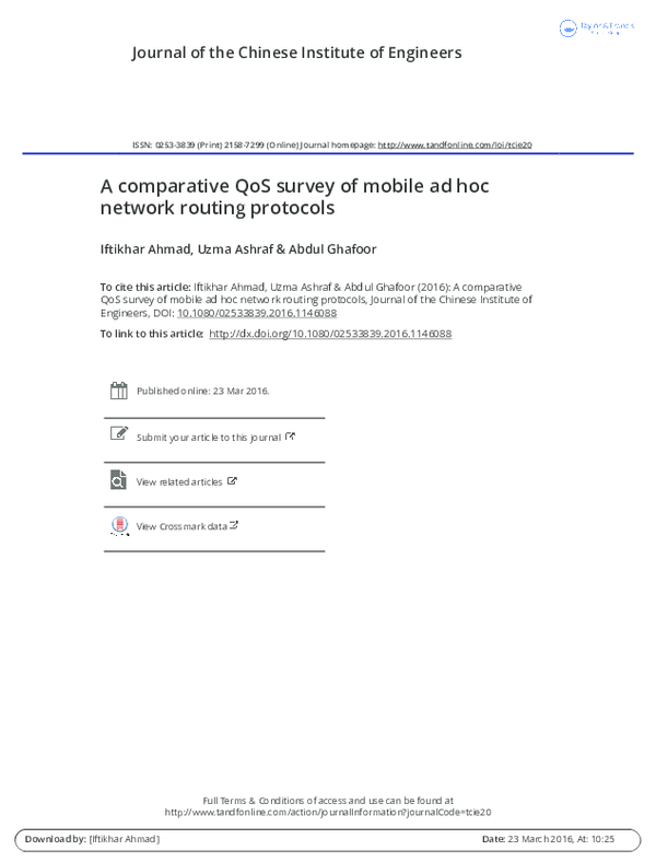 Pdf A Comparative Qos Survey Of Mobile Ad Hoc Network Routing