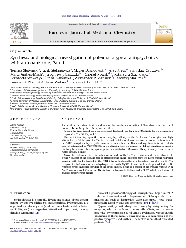 (PDF) Synthesis and biological investigation of potential atypical ...