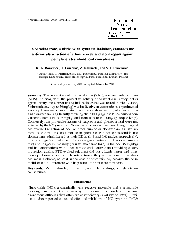 (PDF) 7-Nitroindazole, a nitric oxide synthase inhibitor, enhances the ...