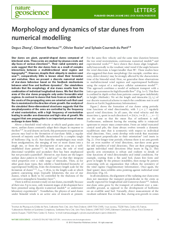(PDF) Morphodynamics of star dunes
