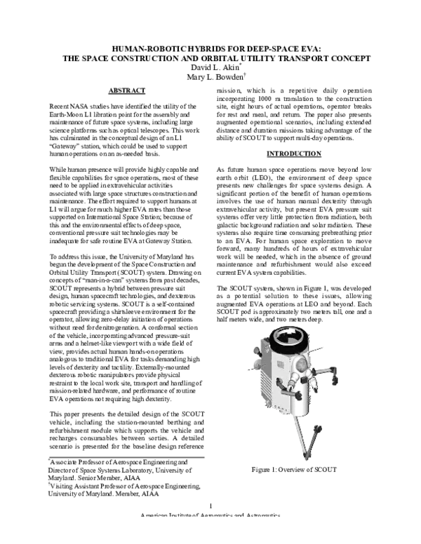 (PDF) Human-Robotic Hybrids for Deep-Space EVA: the Space Construction ...