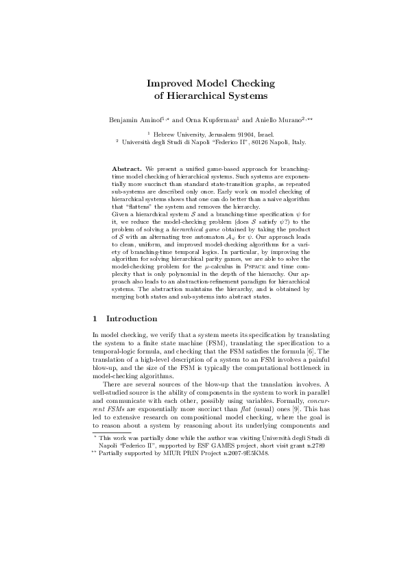 (PDF) Improved model checking of hierarchical systems