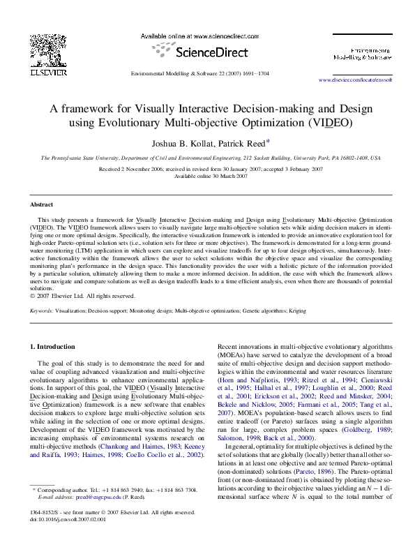 (PDF) A framework for Visually Interactive Decision-making and Design using Evolutionary Multi ...