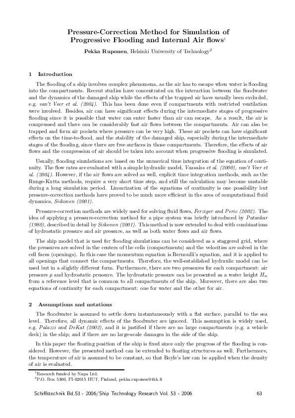 (PDF) Pressure-Correction Method for Simulation of Progressive Flooding ...