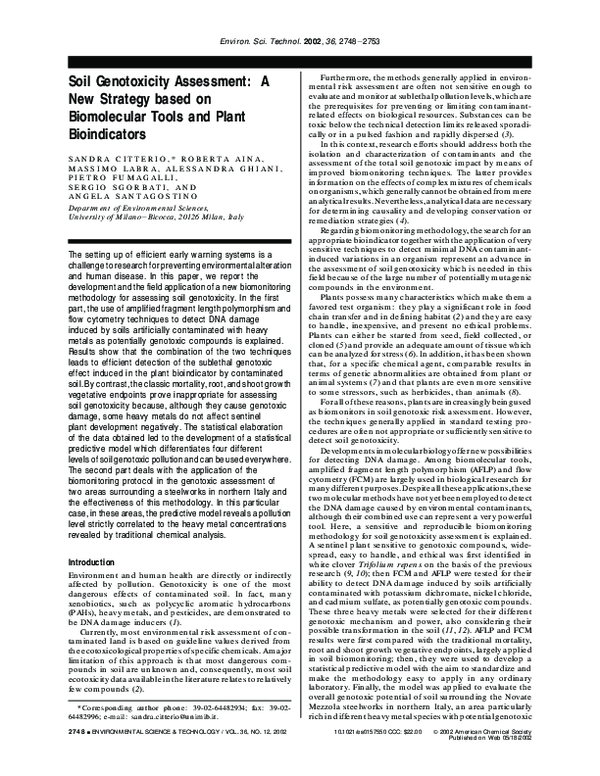 (PDF) Soil Genotoxicity Assessment: A New Strategy based on ...