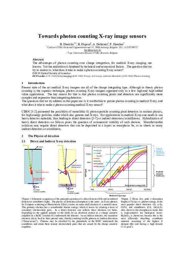 (PDF) Towards Photon Counting X-Ray Image Sensors
