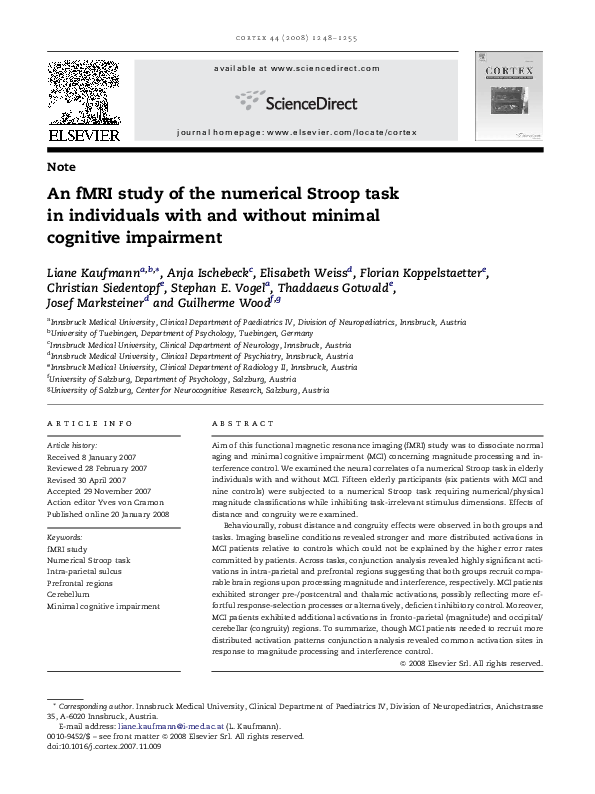 (PDF) An fMRI study of the numerical Stroop task in individuals with ...