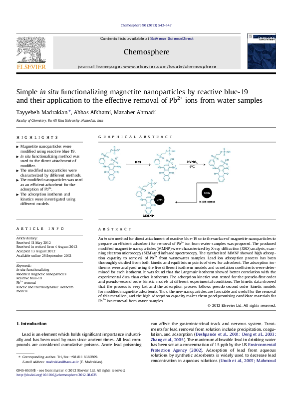 (PDF) Simple in situ functionalizing magnetite nanoparticles by ...