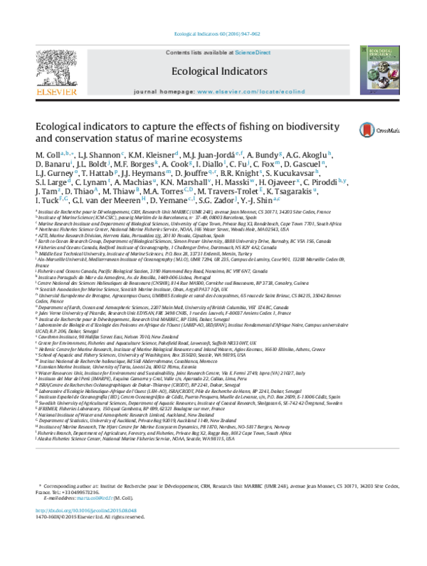 (PDF) Ecological indicators to capture the effects of fishing on ...