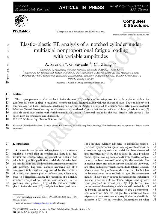 (PDF) Elastic–plastic FE analysis of a notched cylinder under ...
