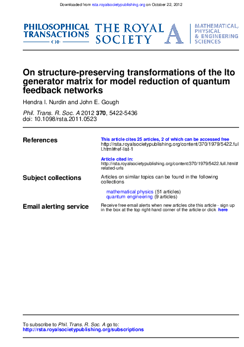 Pdf On Structure Preserving Transformations Of The Itō Generator