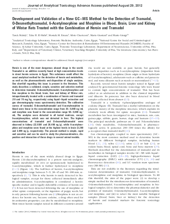 (PDF) Development and Validation of a New GC-MS Method for the Detection of Tramadol, O ...