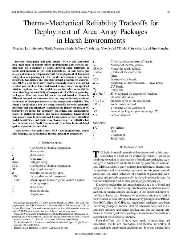 (PDF) Thermo-mechanical reliability tradeoffs for deployment of area ...