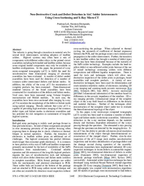 Pdf Non Destructive Crack And Defect Detection In Sac Solder Interconnects Using Cross