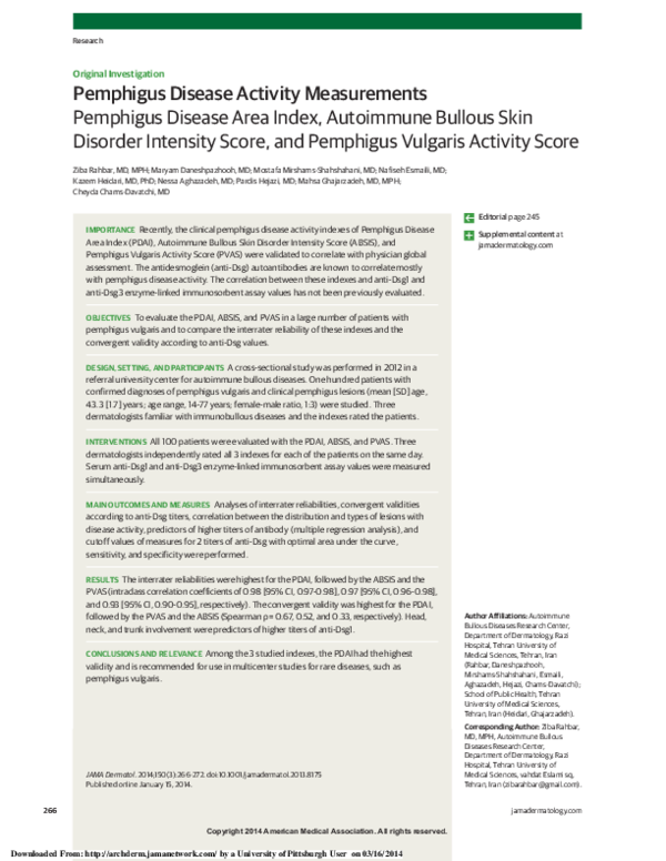 (PDF) Pemphigus disease activity measurements: pemphigus disease area ...