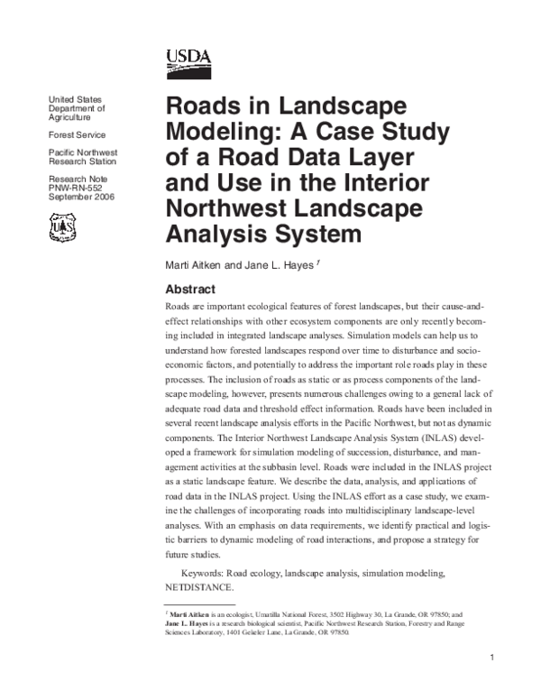 (PDF) Roads in Landscape Modeling: A Case Study of a Road Data Layer ...
