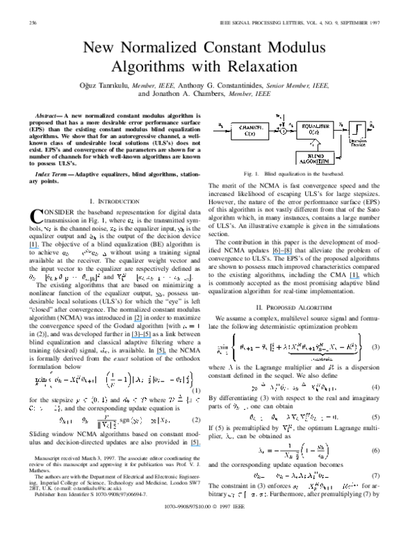(PDF) New normalized constant modulus algorithms with relaxation ...