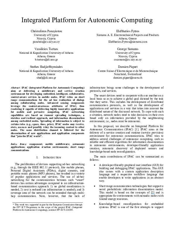 (PDF) Integrated Platform for Autonomic Computing