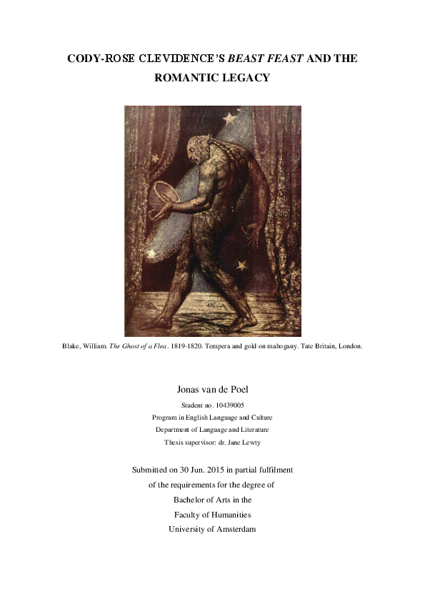 (PDF) Cody-Rose Clevidence's Beast Feast and the Romantic Legacy