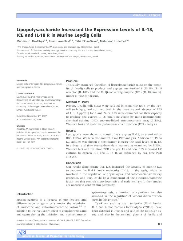 (PDF) ORIGINAL ARTICLE: Lipopolysaccharide Increased the Expression ...