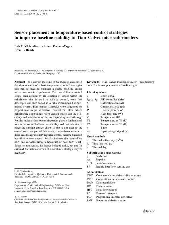 (PDF) Sensor placement in temperature-based control strategies to ...