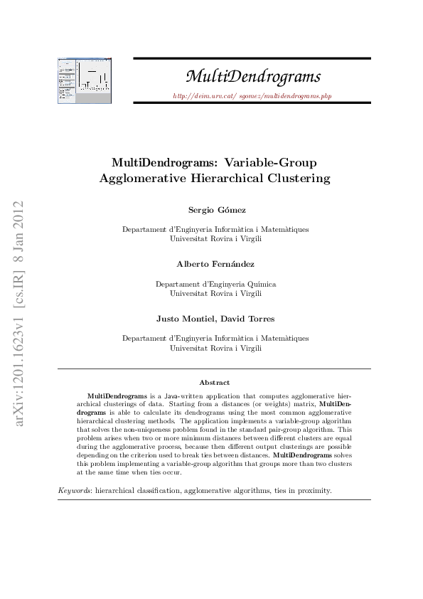(PDF) MultiDendrograms: Variable-Group Agglomerative Hierarchical Clusterings