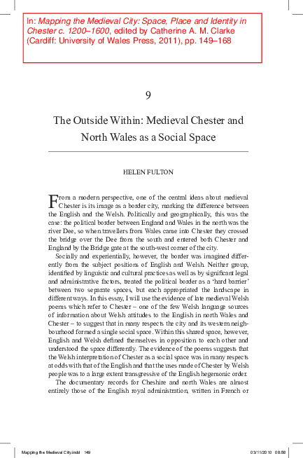(PDF) The Outside Within: Medieval Chester and North Wales (book chapter)