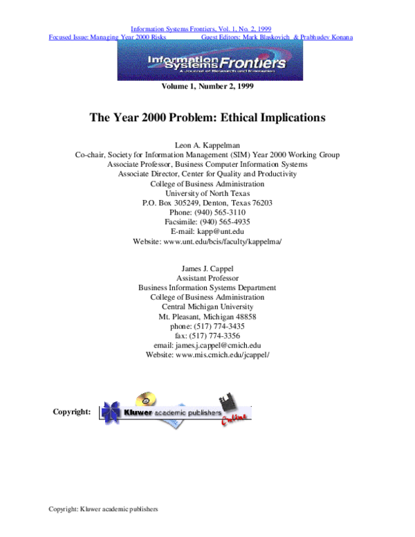(PDF) The Year 2000 Problem: Ethical Implications