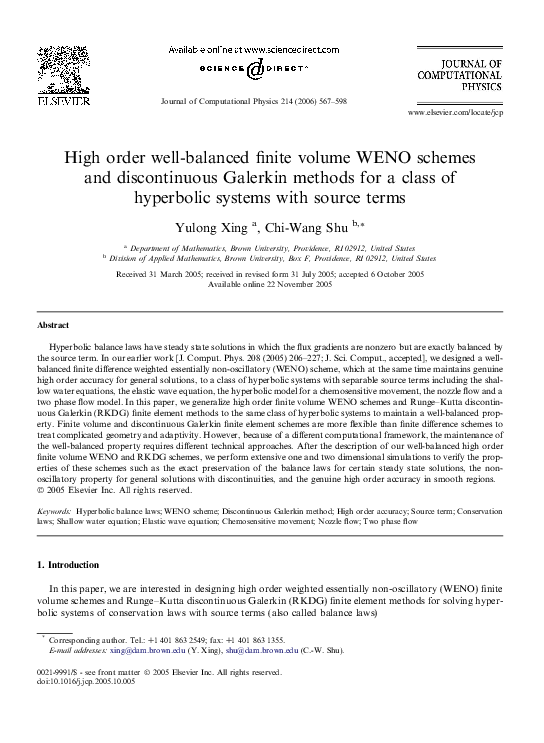 Pdf High Order Well Balanced Finite Volume Weno Schemes For Shallow Water Equation With Moving