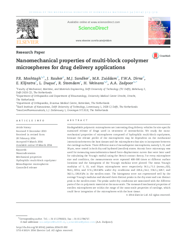 (PDF) Nanomechanical properties of multi-block copolymer microspheres ...