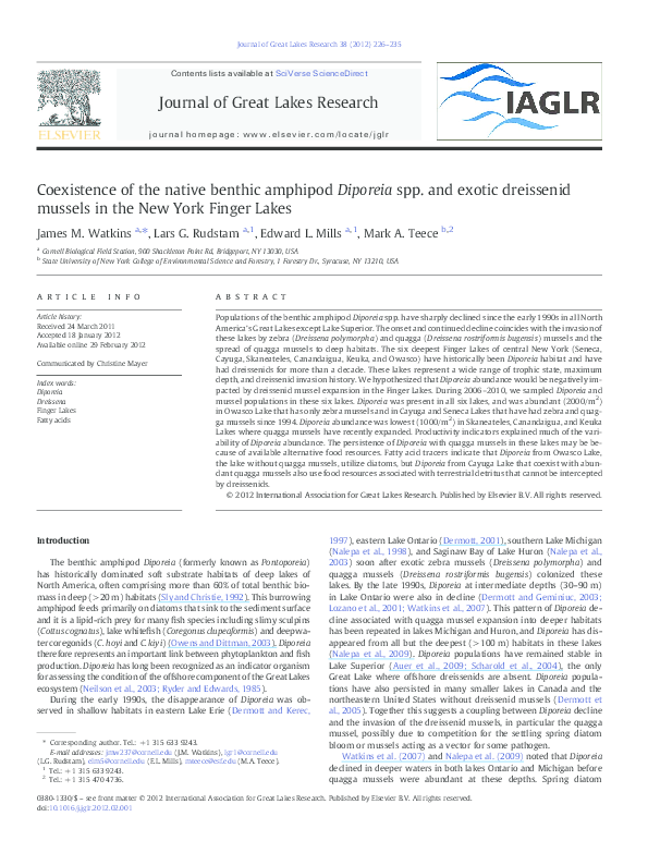 (PDF) Coexistence of the native benthic amphipod Diporeia spp. and ...