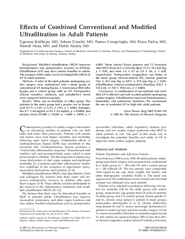 (PDF) Effects of combined conventional and modified ultrafiltration in ...
